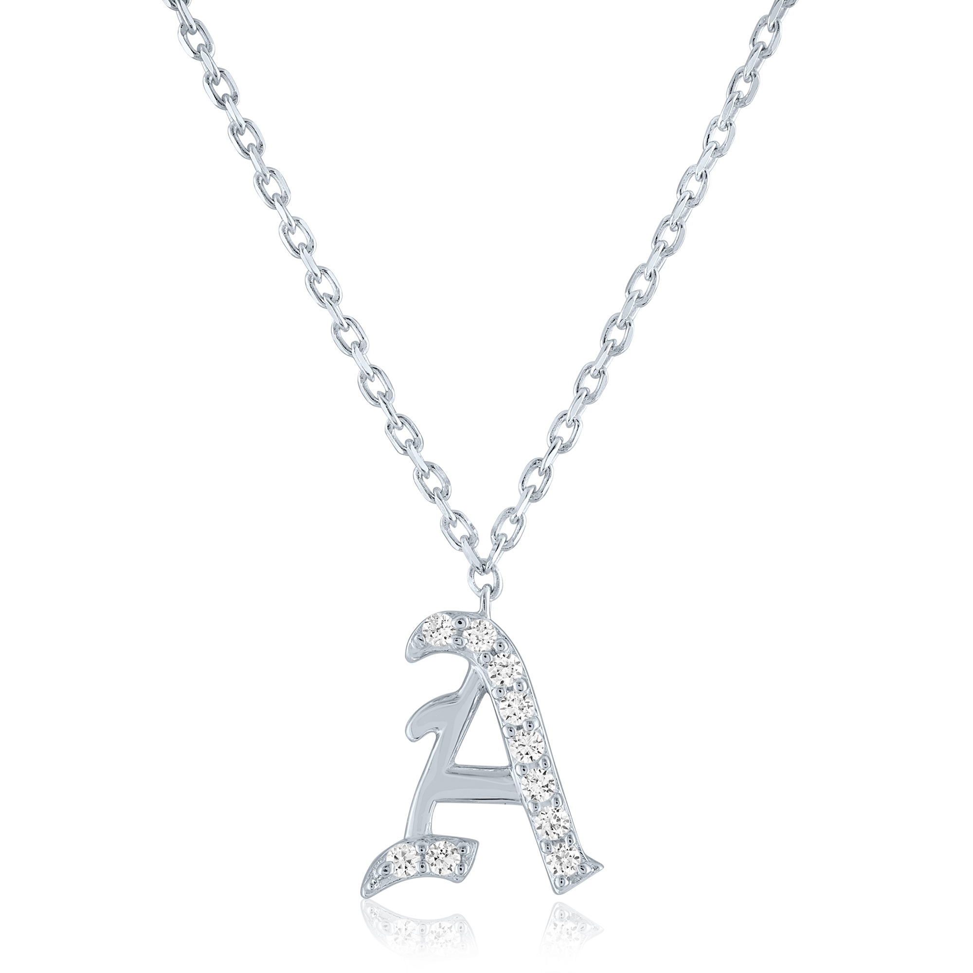 Diamond Accent Gothic Script Initial Pendant
