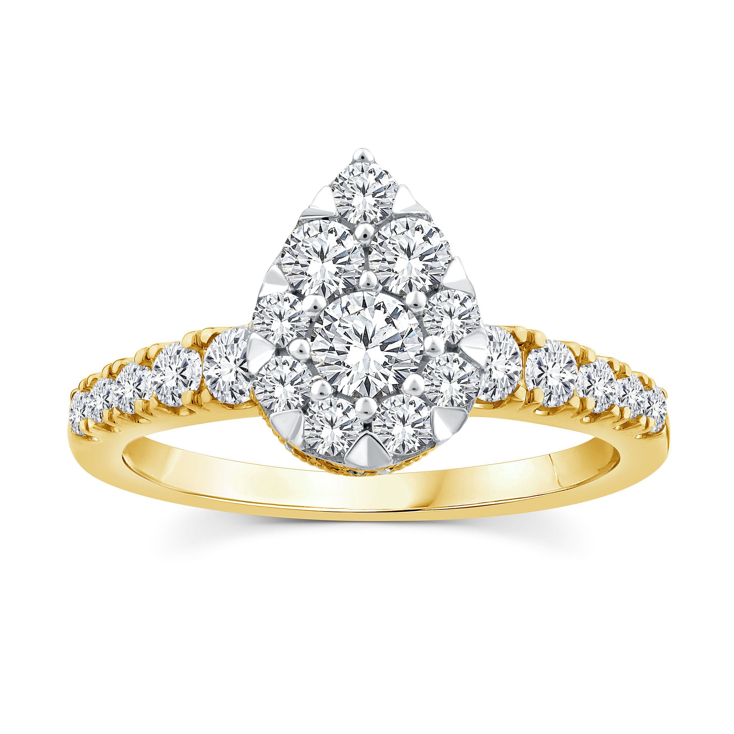 Pear-Shaped Diamond Composite Engagement Ring in 10K Yellow Gold (1 ct ...