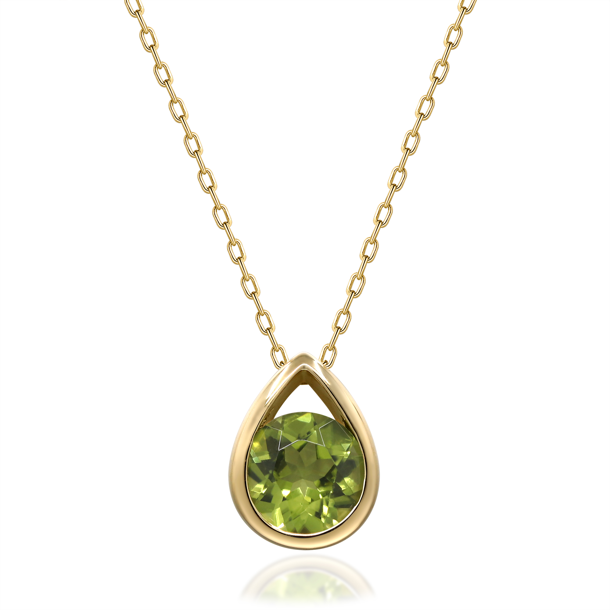 Round Peridot Pendant in 10K Yellow Gold