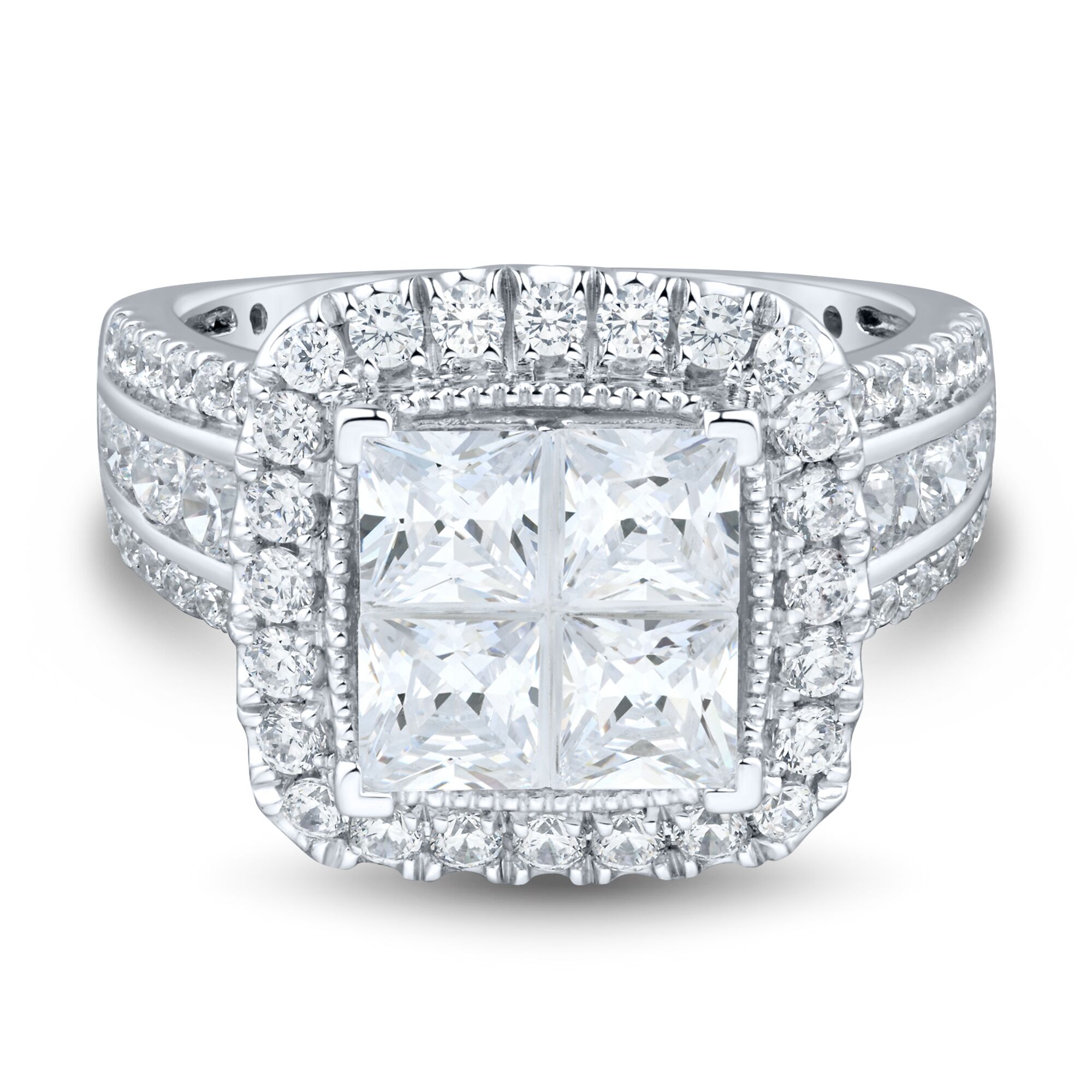 Lab Grown Diamond Composite Engagement Ring in 10K White Gold (3 ct. tw.)