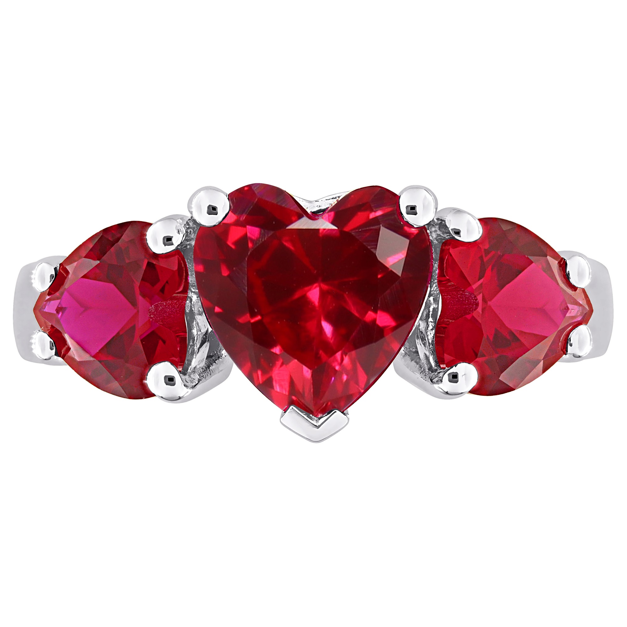 Lab-Created Ruby Heart Ring in Sterling Silver