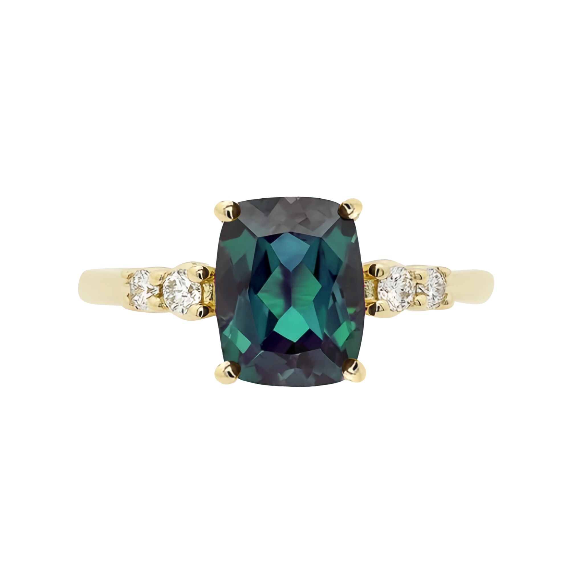 Lab-Created Alexandrite and Diamond Ring in 10K Yellow Gold (1/7 ct. tw.)