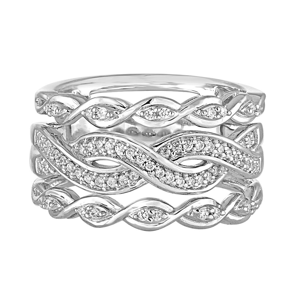 1/5 ct. tw. Diamond Twist Ring in Sterling Silver | Helzberg Diamonds