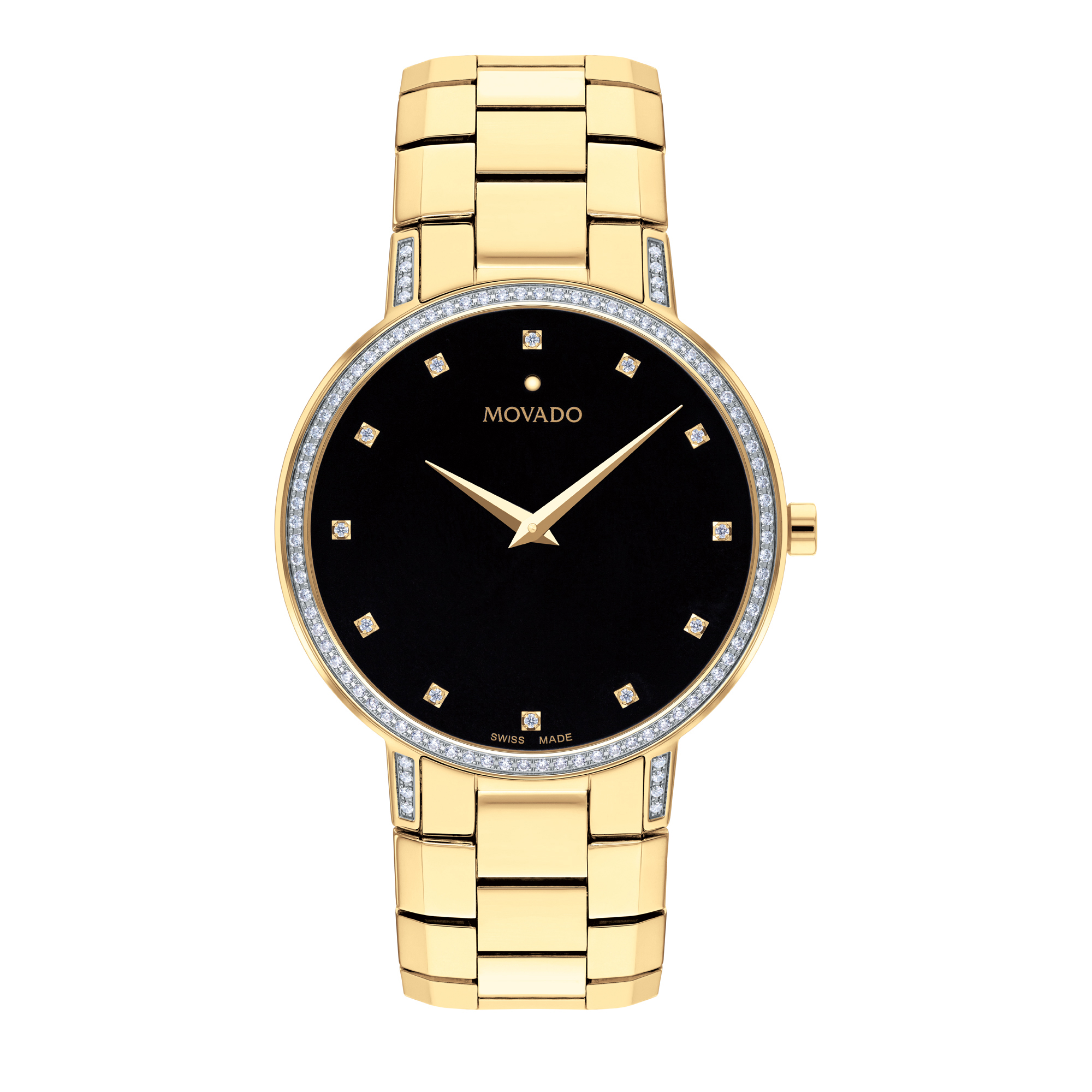 Movado® Men's Faceto Watch in Yellow Gold-Tone Stainless Steel, 39MM