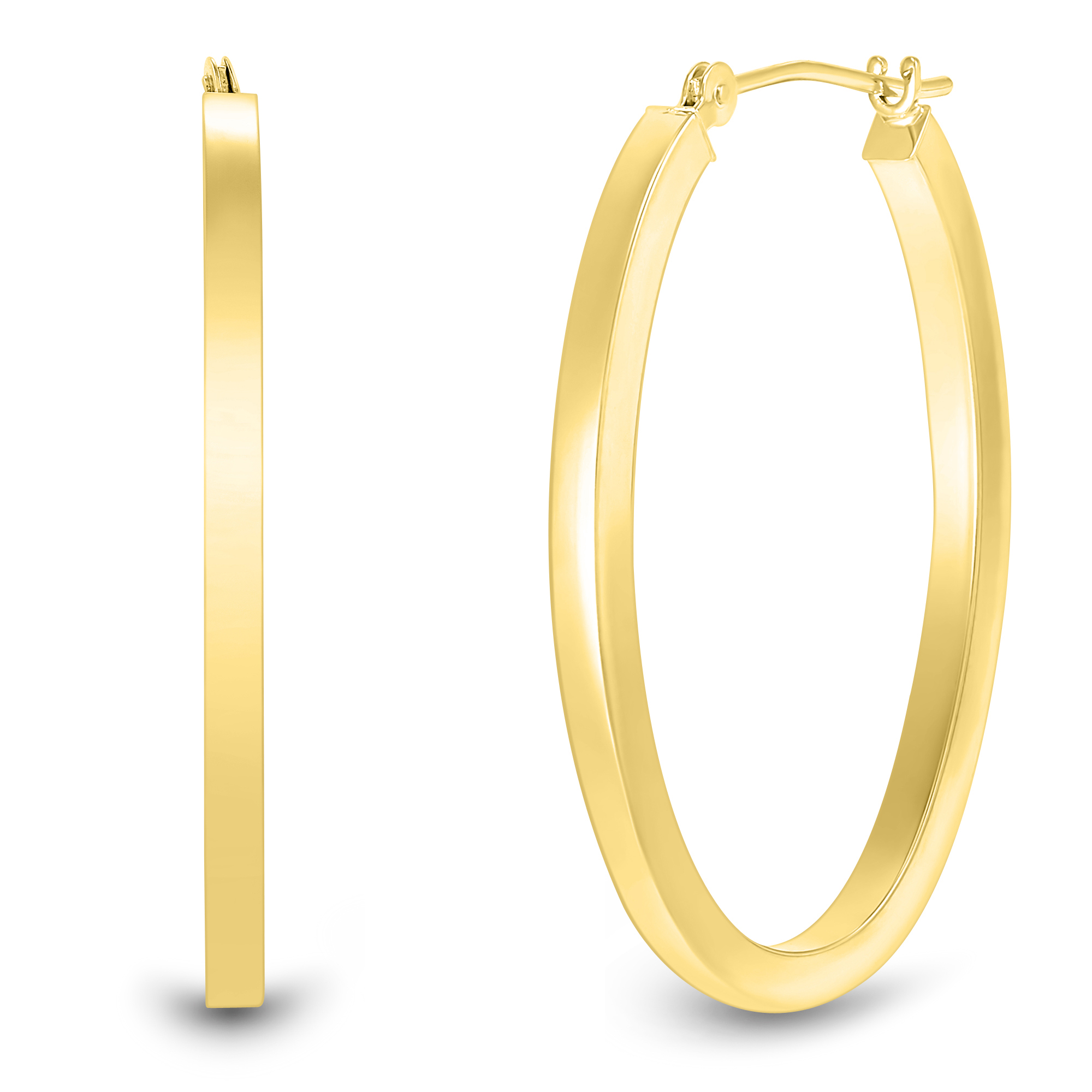 Oval Polished Hoop Earrings in 14K Gold