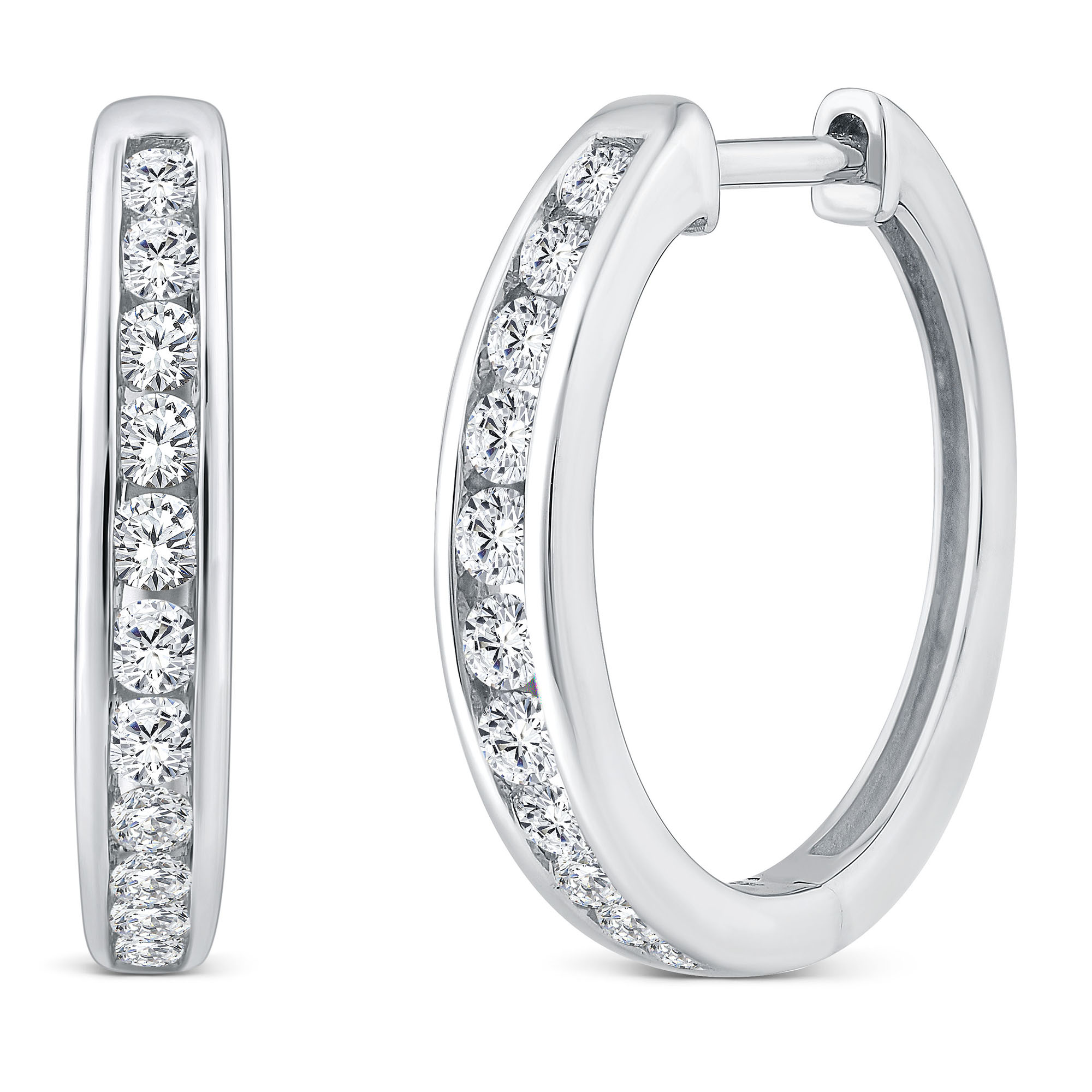 Diamond Channel-Set Hoop Earrings in 10K Gold (1/2 ct. tw.)