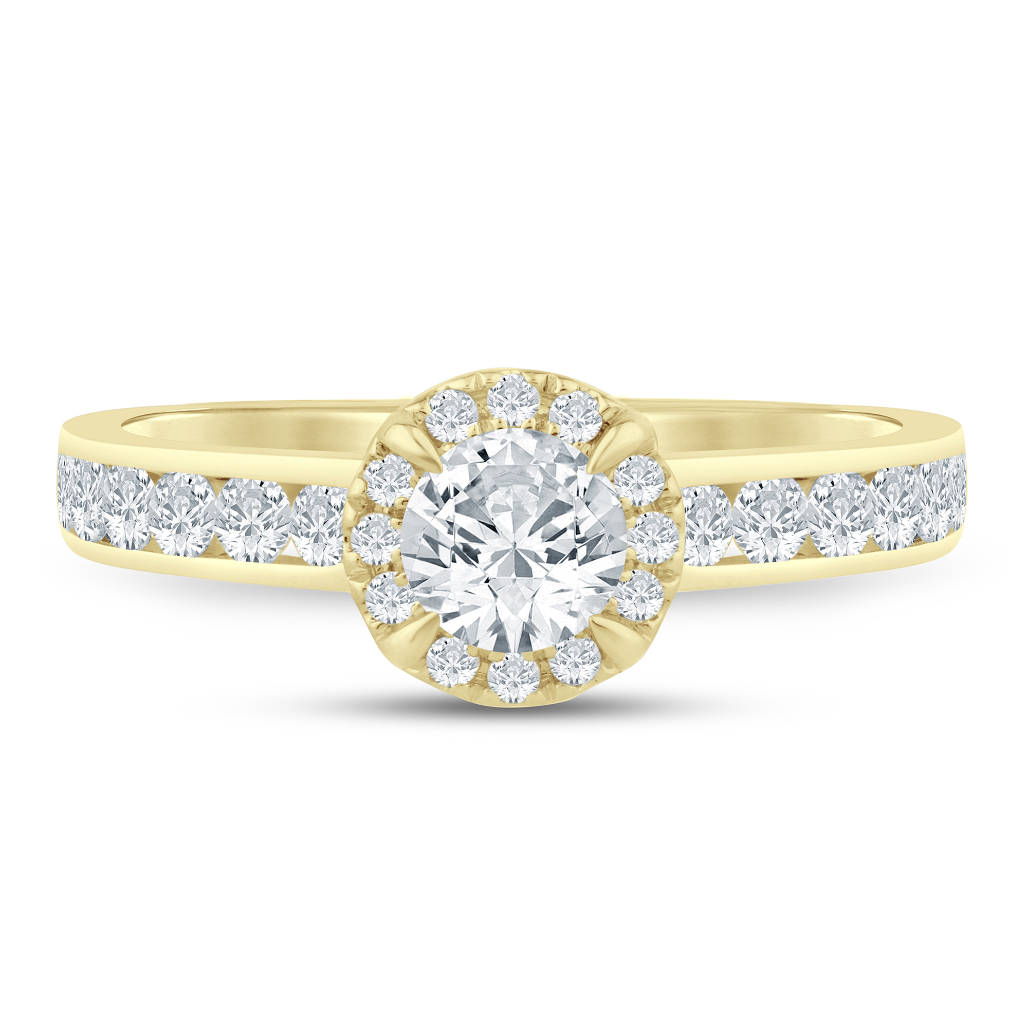 Helzberg Signature Diamond Halo Channel-Set Band Engagement Ring