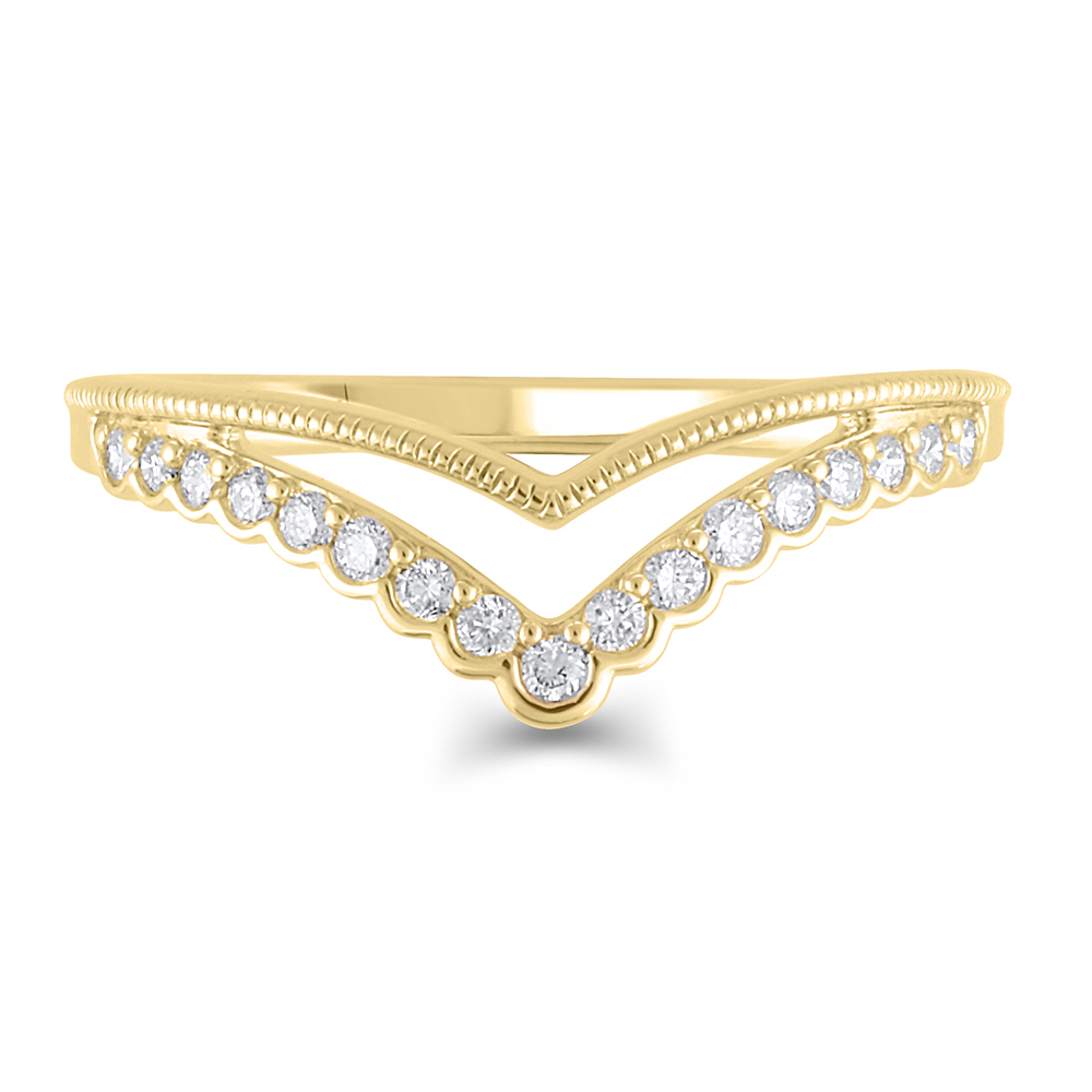 Chevron Wedding Band with Graduating Diamonds (1/5 ct. tw.)