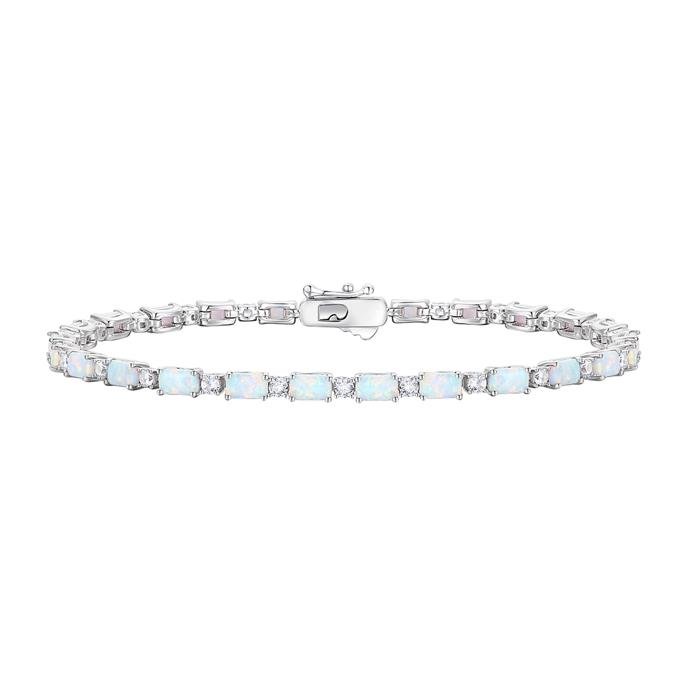 Lab-Created Opal and Lab-Created White Sapphire Bracelet