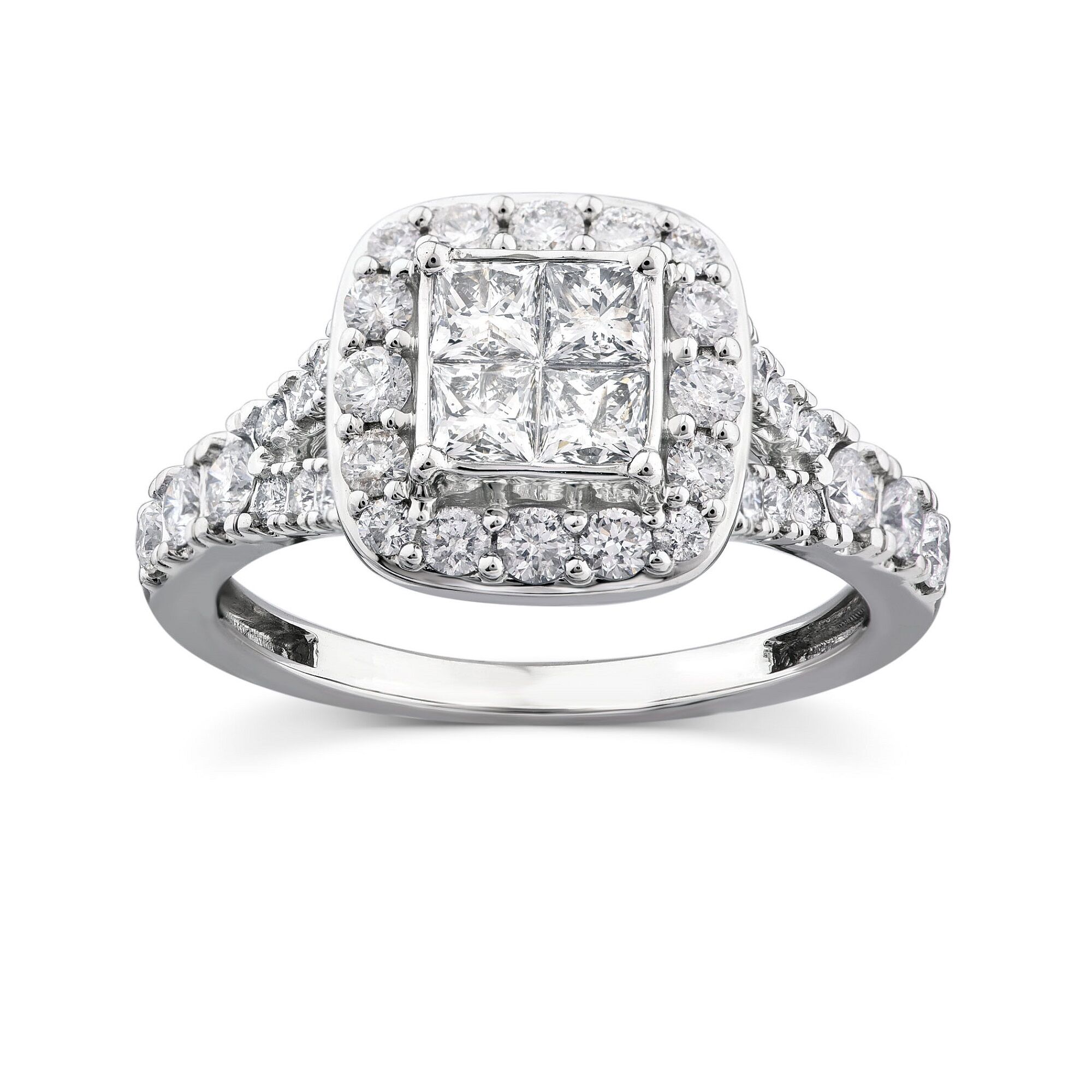 Princess-Cut Diamond Composite Engagement Ring in 10K White Gold (1 1/4 ...