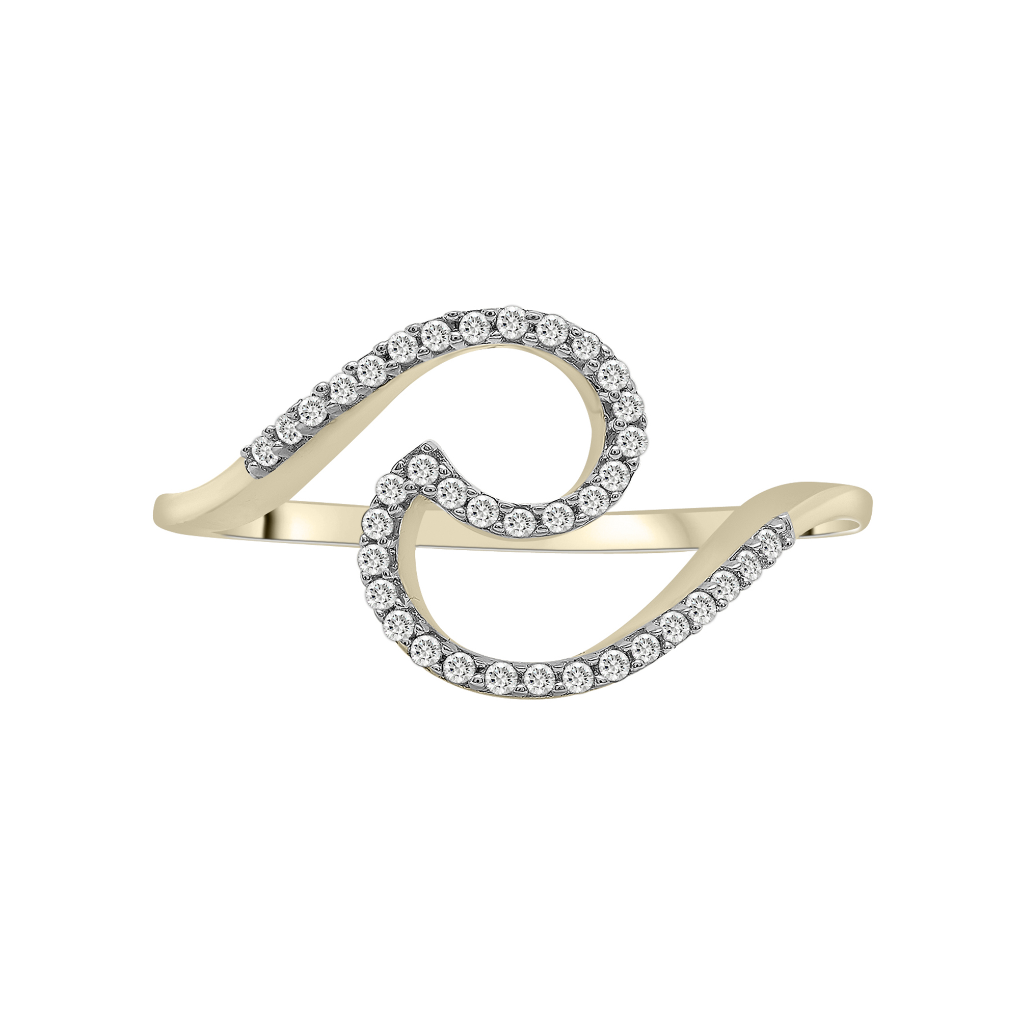 Diamond Wave Ring in 10K Yellow