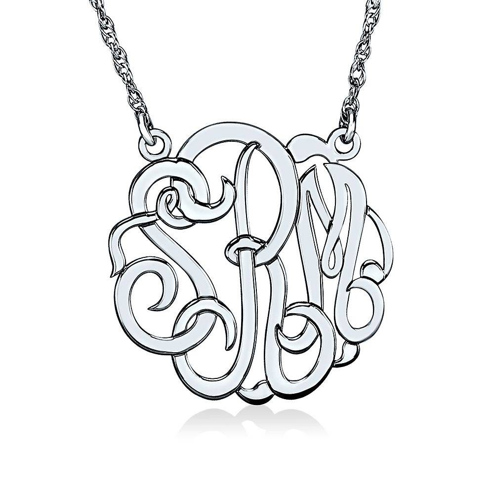 3 Initial Monogram Necklace Silver