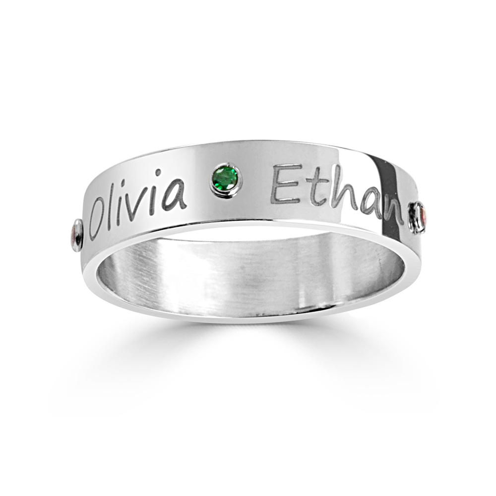 Engravable Ring with Custom Gemstones (1-4 Stones)