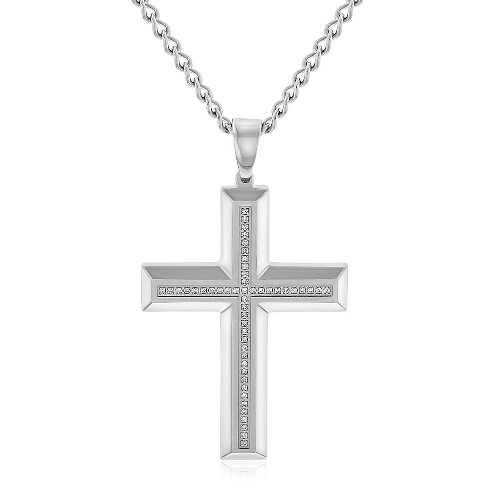 Silver Cross Necklace With Diamonds