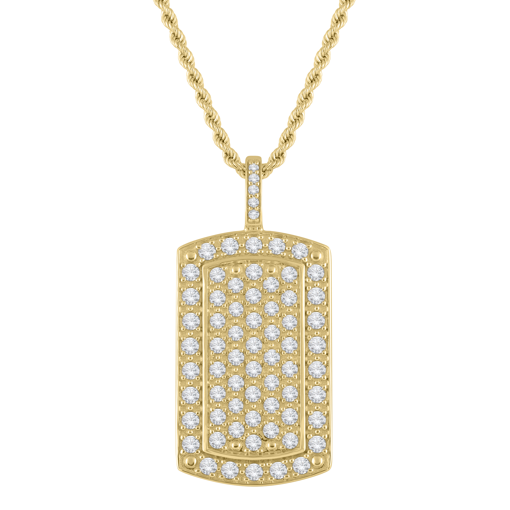 Helzberg Lab Grown Diamonds Men's Dog Tag in 10K Yellow Gold (2 ct. tw.)