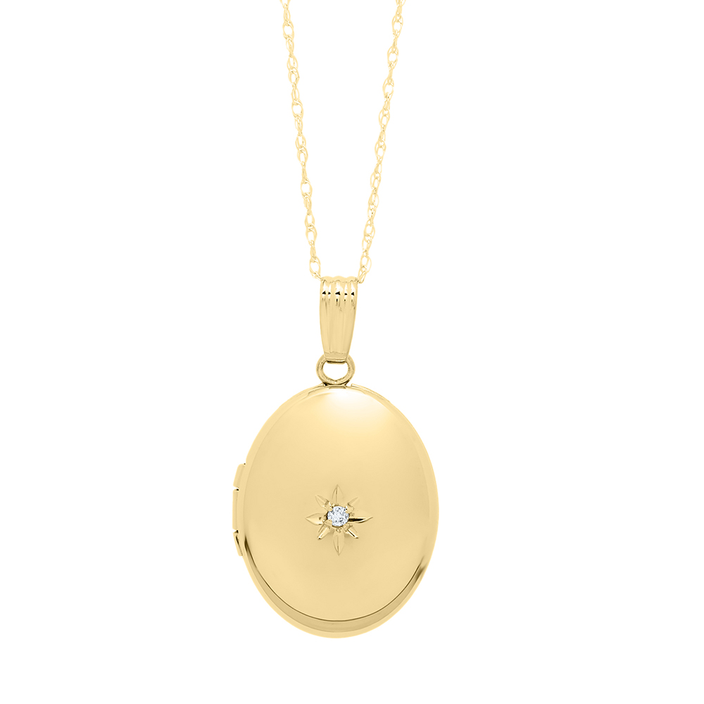 Diamond Oval Locket in 14K Yellow Gold | Helzberg Diamonds
