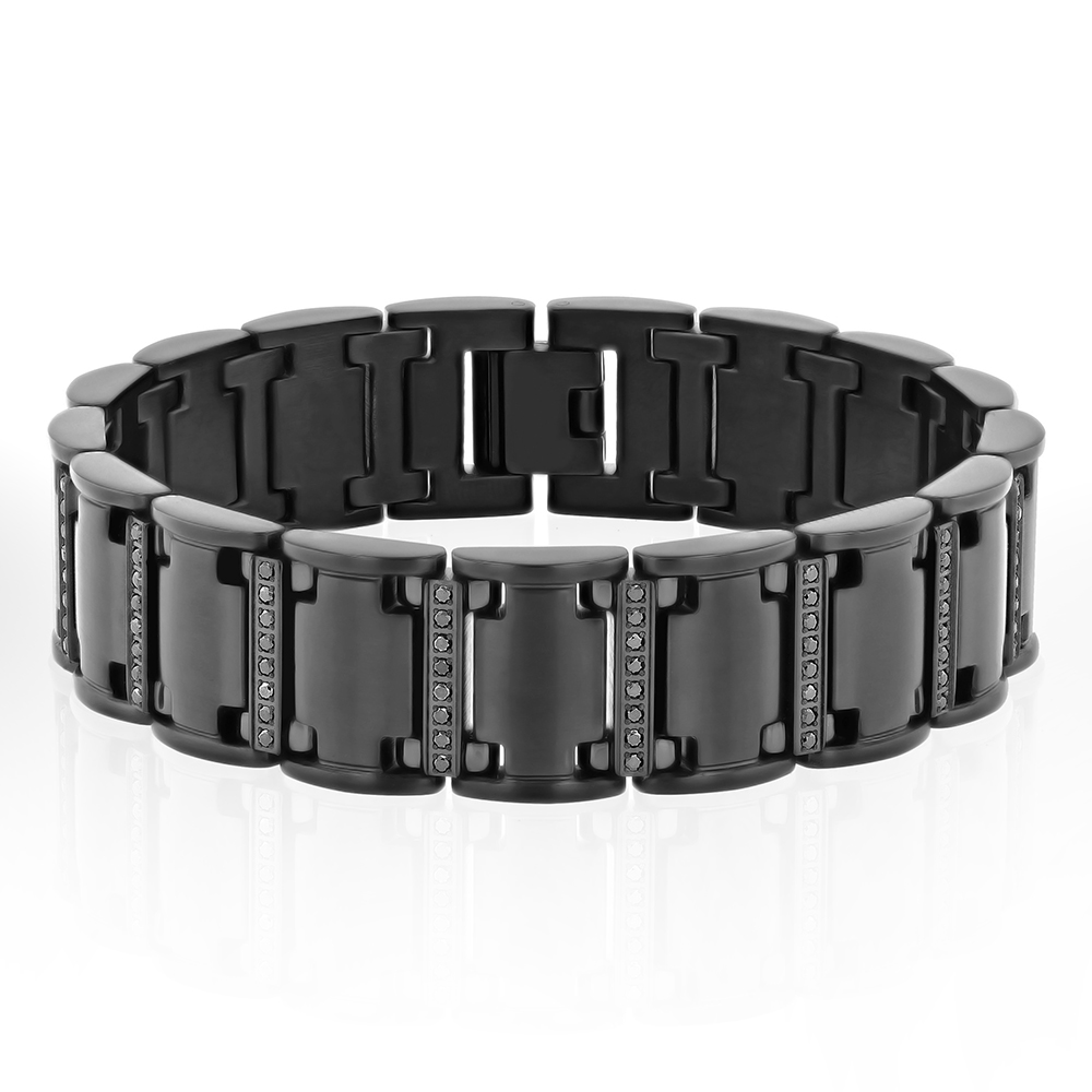 Men s 1 Ct Tw Diamond Bracelet In Stainless Steel Helzberg Diamonds Men s 1 Ct Tw Diamond Bracelet In Stainless Steel Helzberg Diamonds