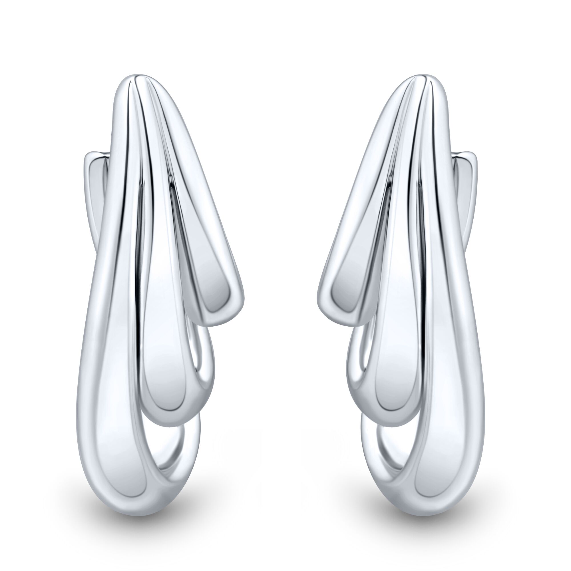 Graduated Triple-Row Hoop Earrings in Sterling Silver