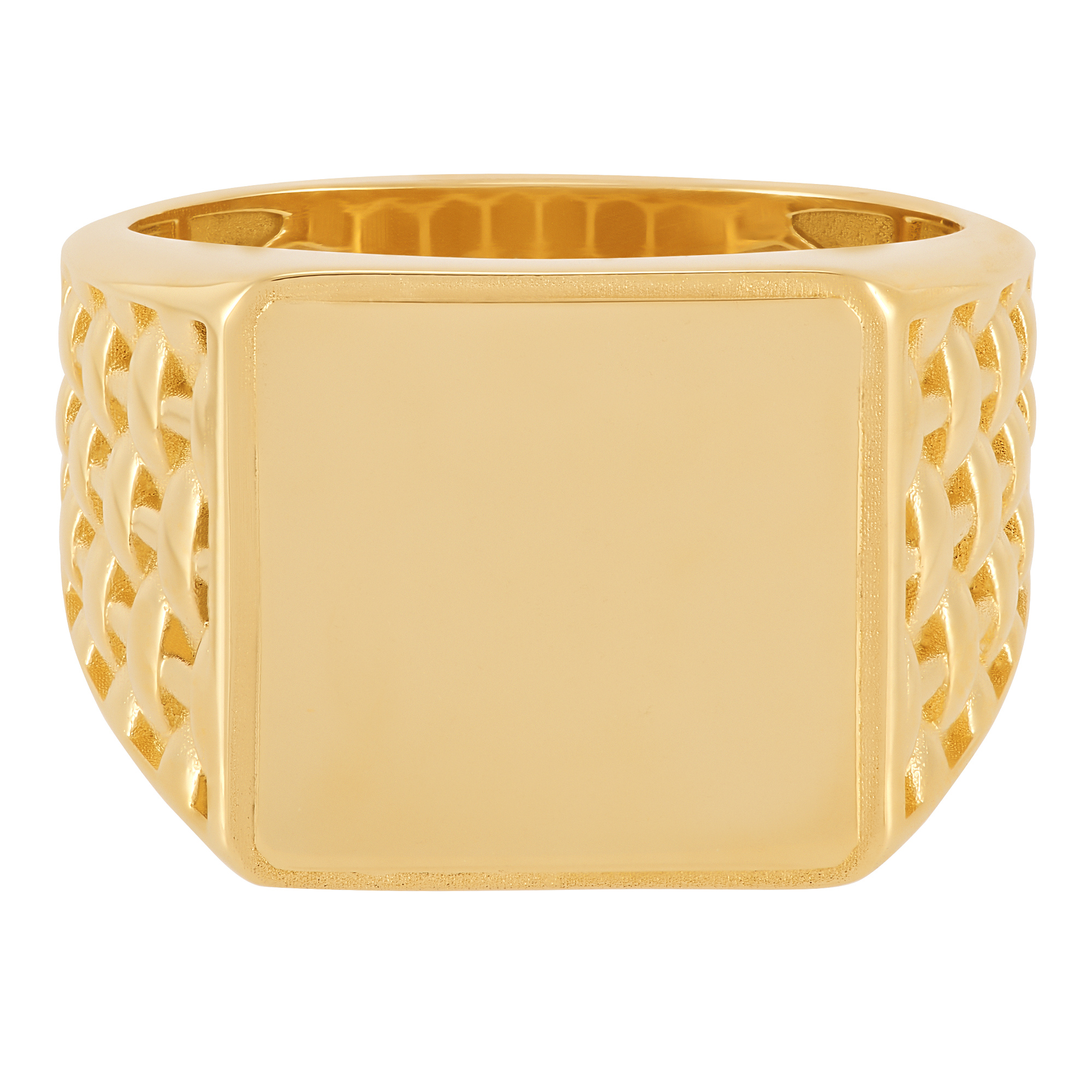 14K Yellow Gold Men's Square Signet Ring - Elegant and Timeless Fashion ...