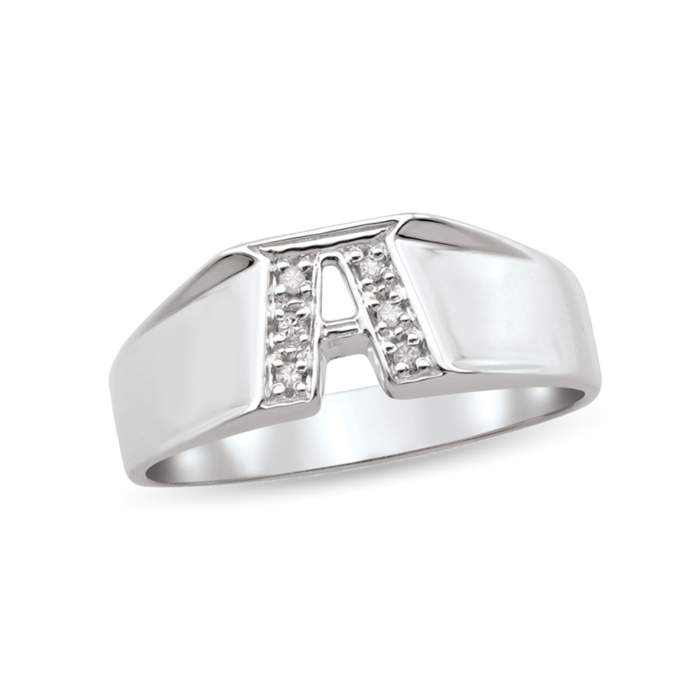 Men’s Initial Ring with Diamond Accents