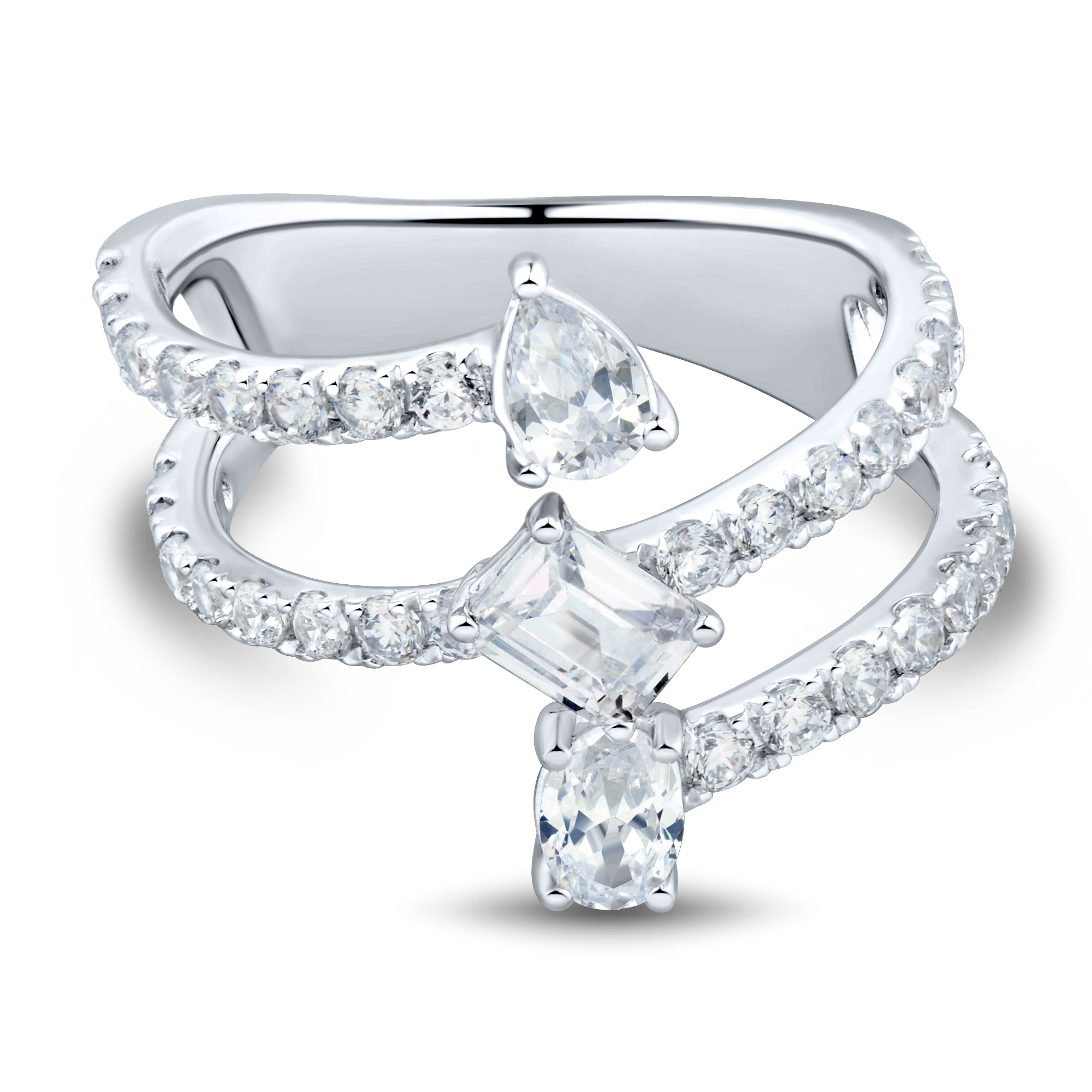 Helzberg Lab Grown Diamonds Three-Row Orbit Ring