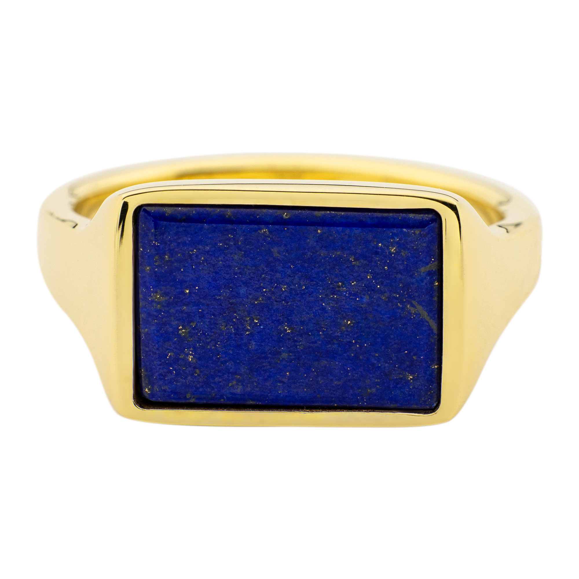 Lashbrook® Rectangle Signet Ring with Lapis Inlay in 14K Yellow Gold
