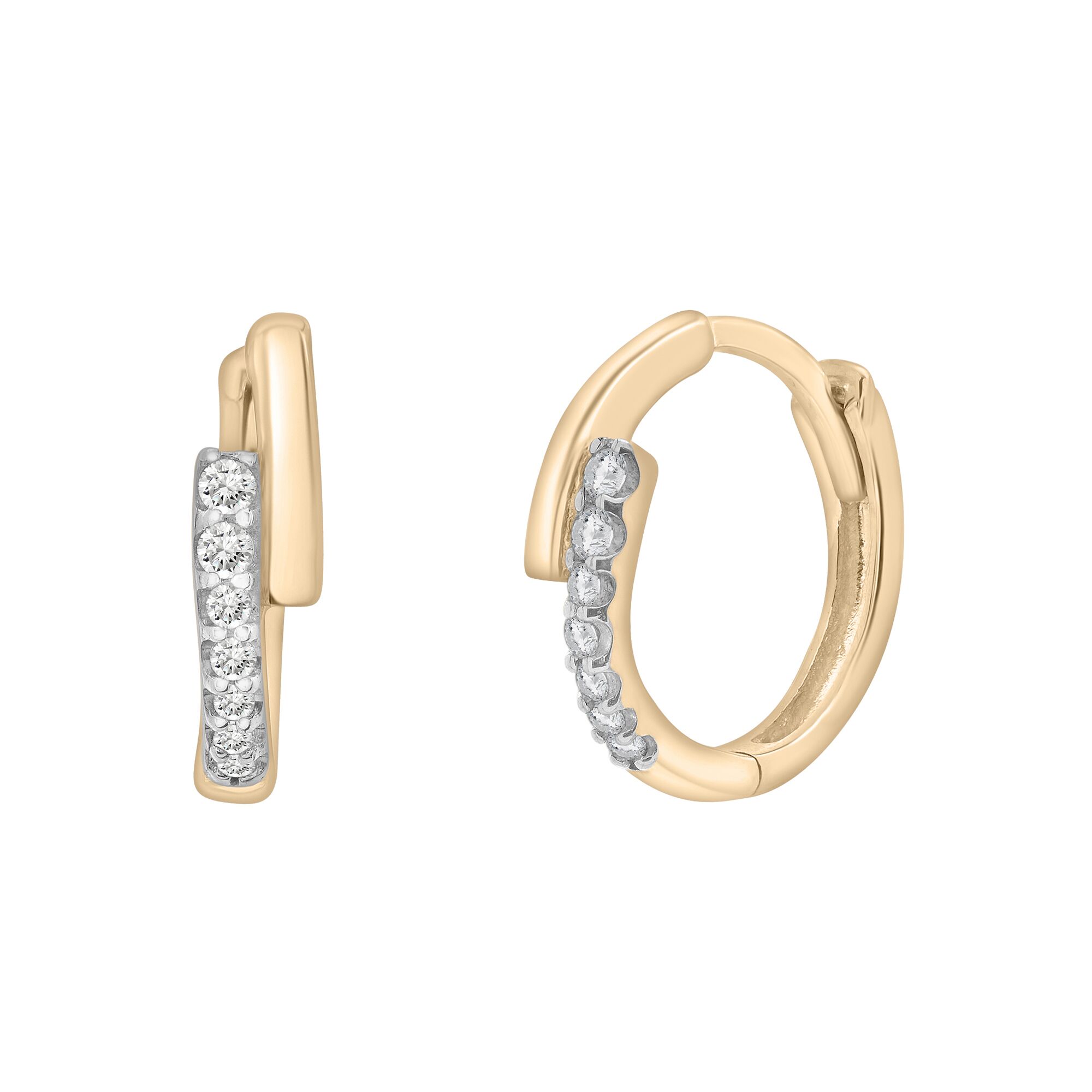 Diamond Accent Bypass Hoop Earrings in 10K Yellow Gold