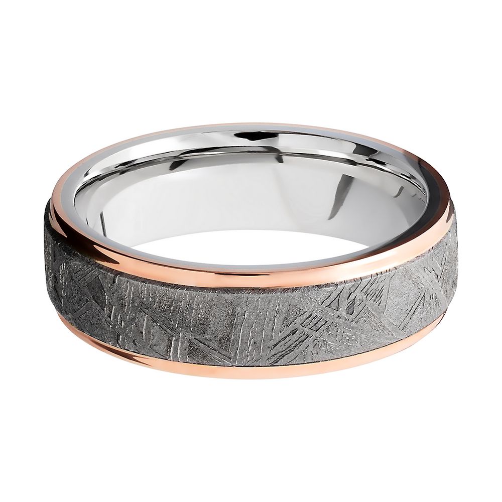 Men's Meteorite Wedding Ring, Rose Gold Wedding Band with Real Meteorite Inlay - munimoro.gob.pe