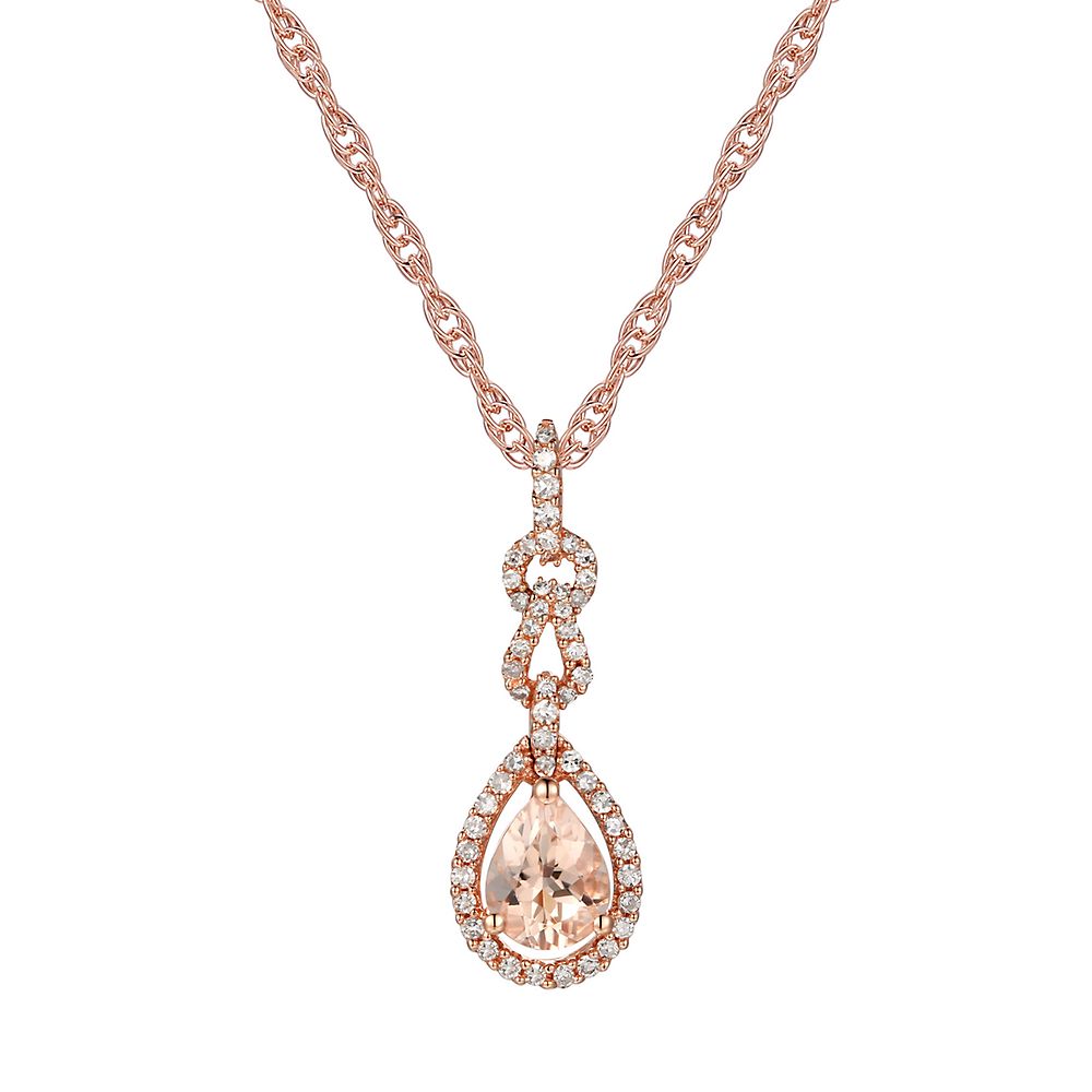 Morganite & 1/4 ct. tw. Diamond Pendant in 10K Rose Gold | Helzberg ...
