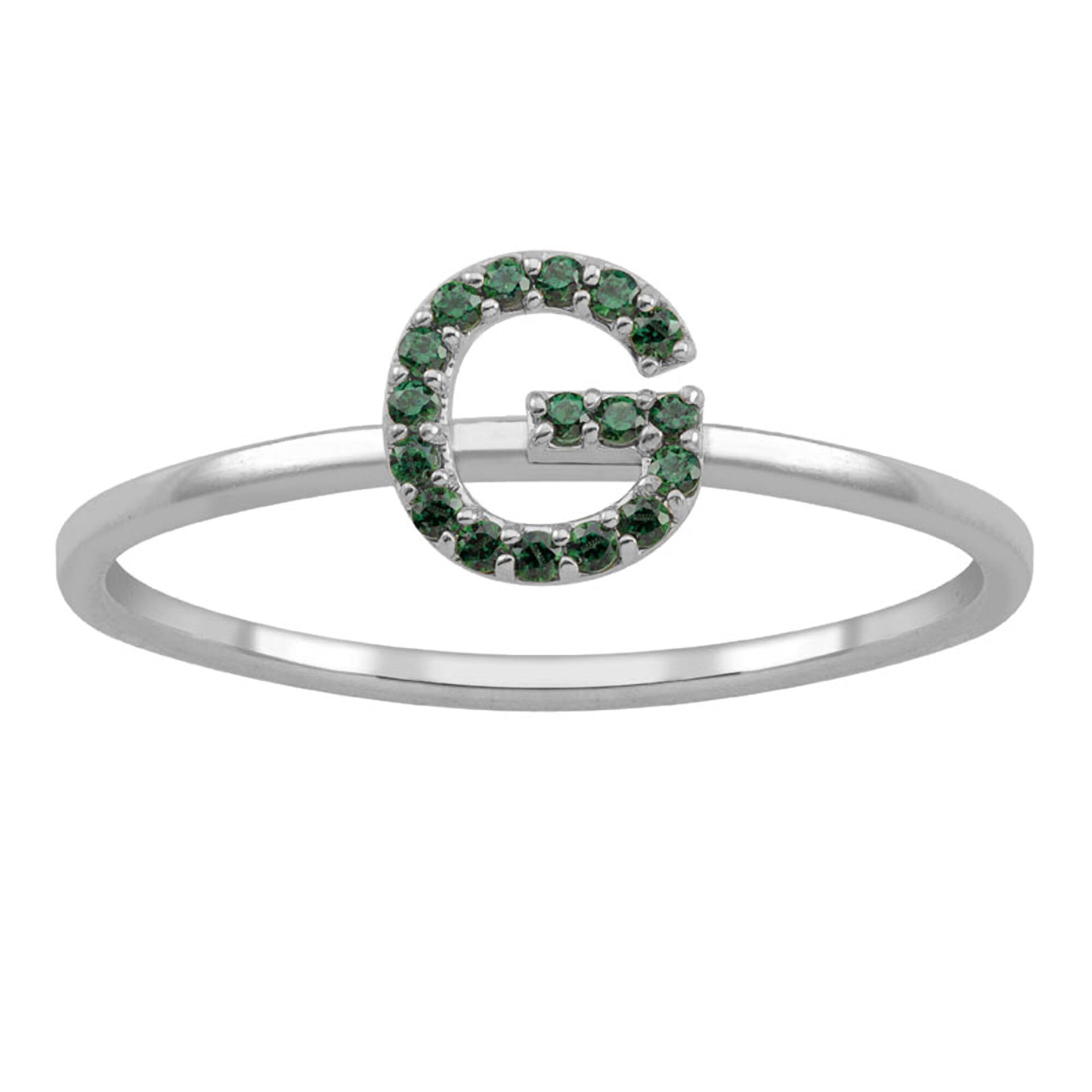 custom gemstone ring with initial & gemstone accents