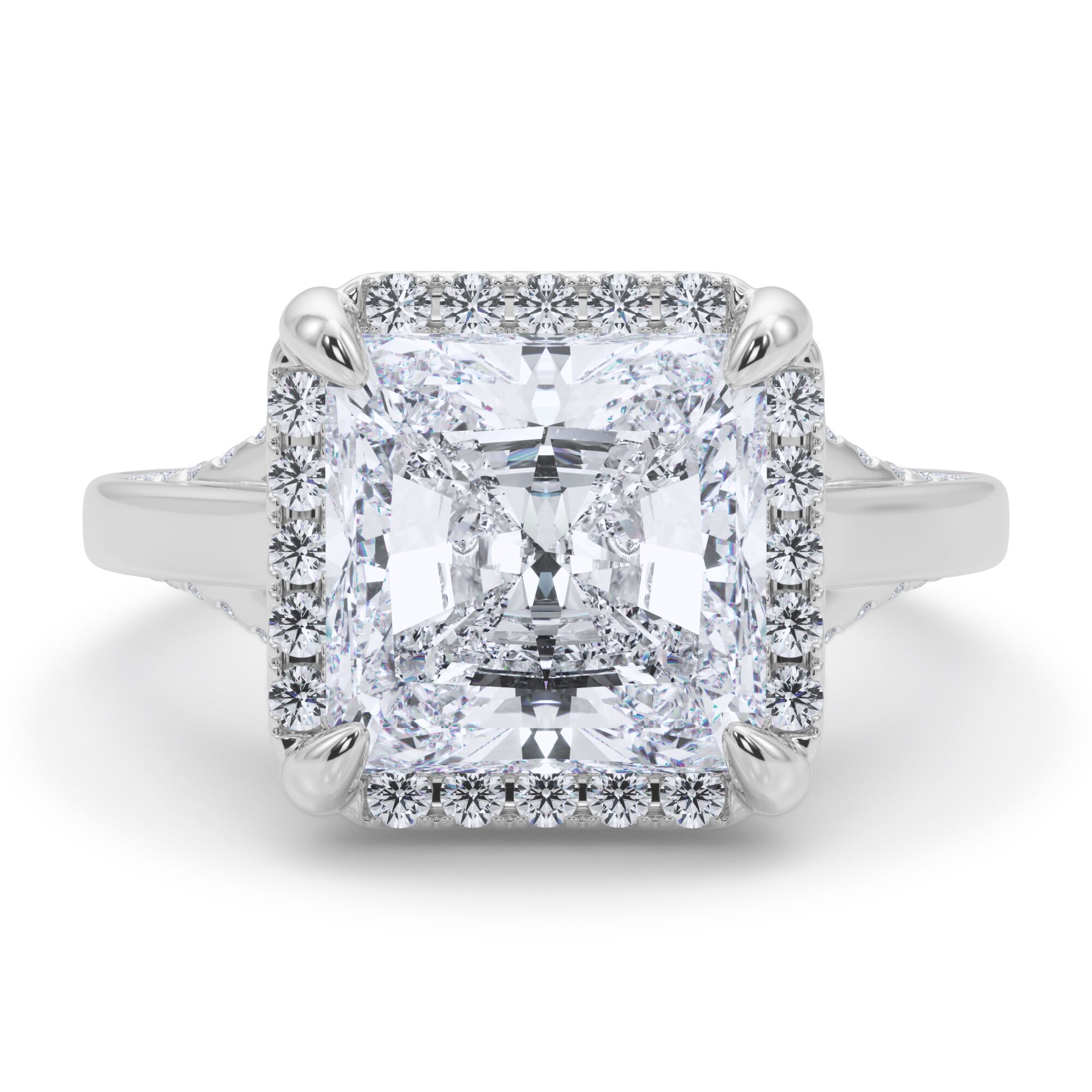 Lab Grown Diamond Square Radiant-Cut Halo Engagement Ring in 14K White ...