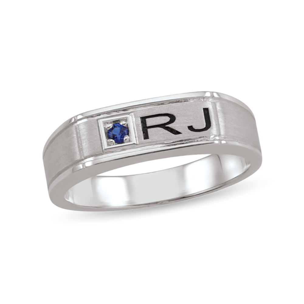 Men’s Initial Ring with Custom Gemstone